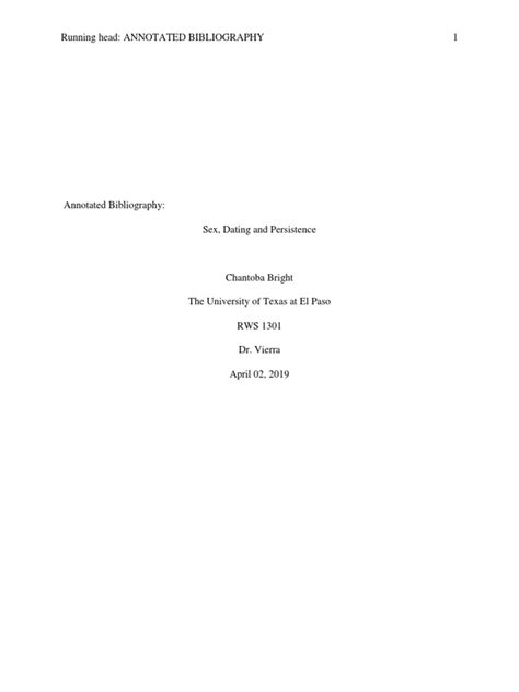 Draft Annotated Bibliography Bright 1555585906000 Pdf Casual Sex Adolescence