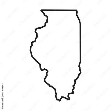 Illinois Outline Vector Map State Border Illustration Stock Vector