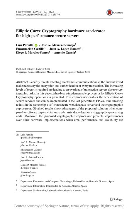 Elliptic Curve Cryptography Hardware Accelerator For High Performance