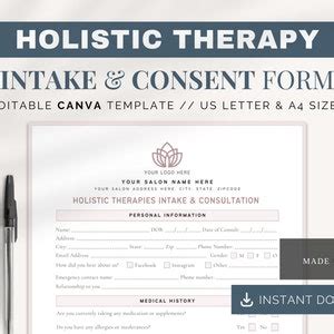 Holistic Therapy Intake Canva Templates Holistic Therapy Consent