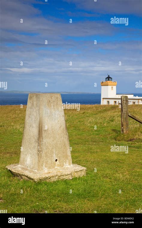 Trig Point At Duncansby Head Lighthouse Caithness Scotland Stock