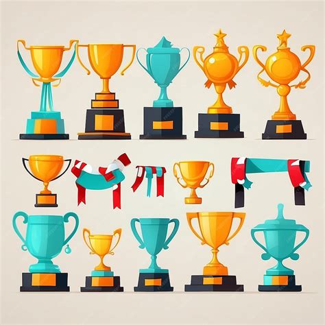 Trophy Set Cartoon Vector Illustration Premium Ai Generated Image