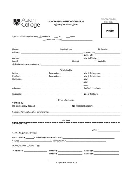 Scholarship Form Fm Osa 006 R02 Osa 1 1 Pdf Career And Growth