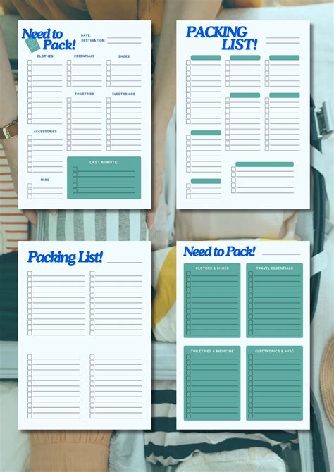 Ultimate Packing List Printable And Editable Pdf 4 Designs 2
