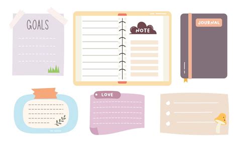 Cute Hand Drawn Planner Journal Notepad Royalty Free Vector