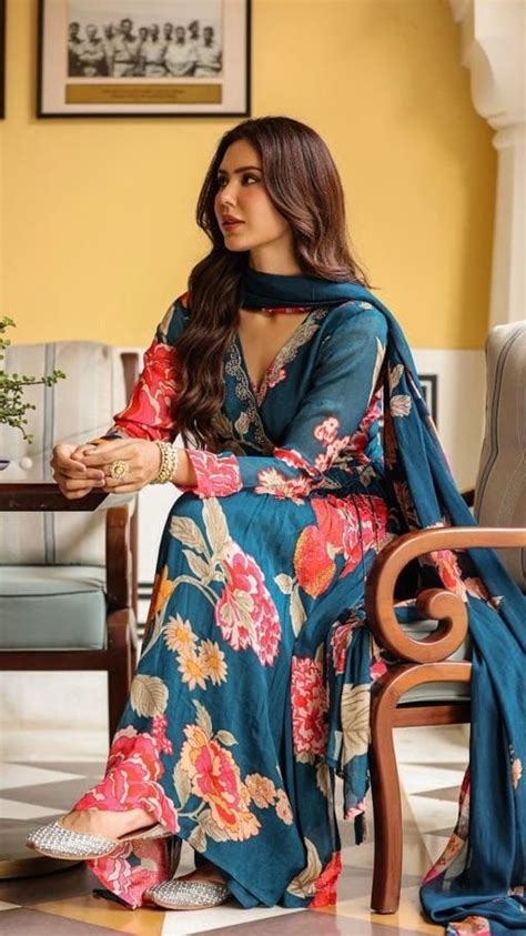Vam2007 Designer Floral Print Chinon Anarkali Set Vaanika Designs