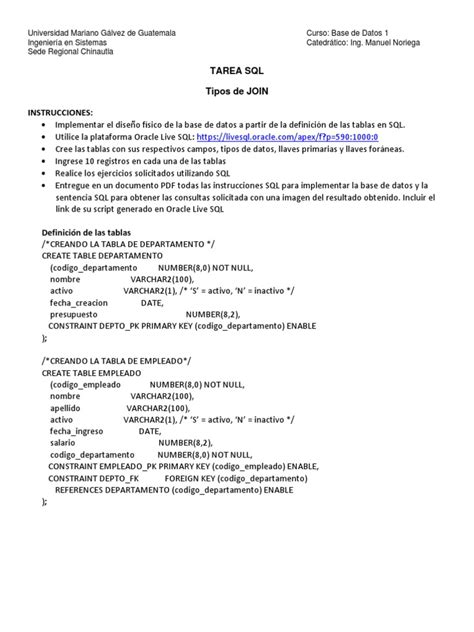 05tarea Sql Tipos De Join Pdf Sql Bases De Datos