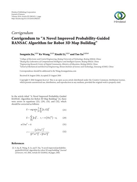 PDF Corrigendum To A Novel Improved Probability Guided RANSAC