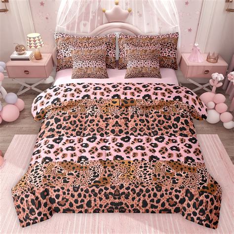 Jejeloiu Rustic Leopard Abstract 7 Piece Bedding Comforter Set Jungle