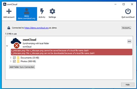 [qa] Win10 Local File Name Clash Leads To Permanent Error State · Issue 8323 · Owncloud Client