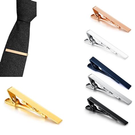 Portable Classic Tie Clips Qzs Reusable Mens Tie Bar Pinch Clip Set
