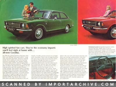 1971 Toyota Corolla Brochure Alternate Version Importarchive