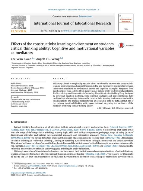 Constructivism And Critical Thinking Pdf