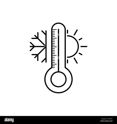 Weather Temperature Thermometer Line Icon Linear Style Sign For Mobile