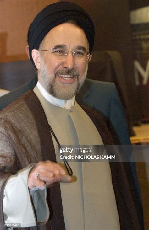 Iranian President Mohammad Khatami Jokes With Reporters As He Leaves News Photo Getty Images