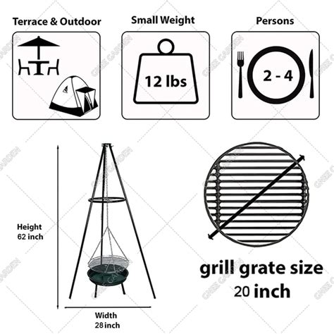 Outdoor Hanging Brazier Tripod Fire Pit German Bbq Grill