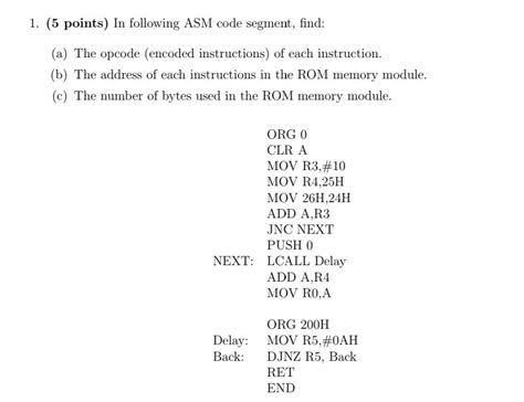 1 5 points in following asm code segment find