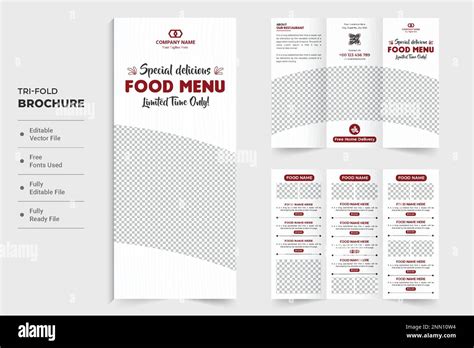 Delicious Food Menu Discount Promotional Brochure Design With Photo Placeholders Double Sided