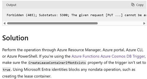 Why Are Management Operations Collectionindex Creation Blocked For Azure Ad Authentication In