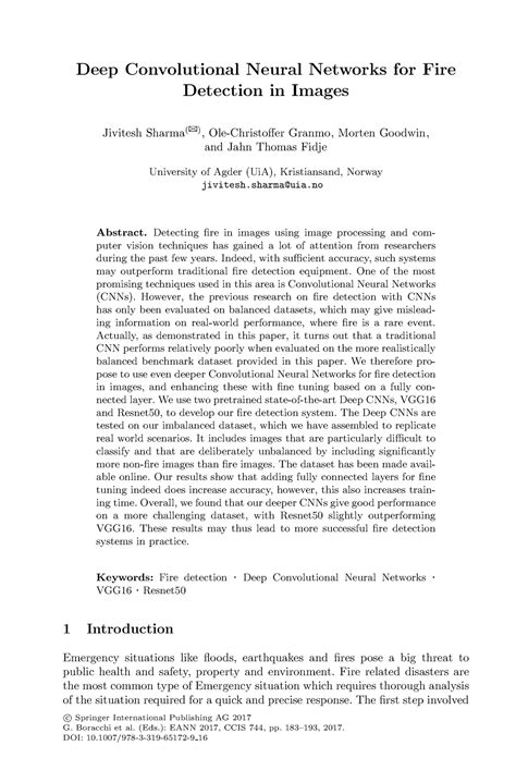 Deep Convolutional Neural Networks For Fire Detection In Images Deep Convolutional Neural