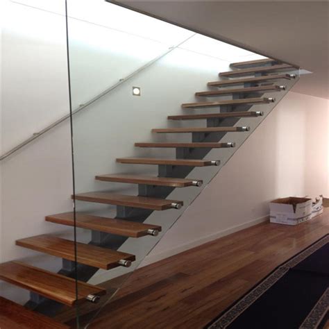 Custom Staircase Glass Railing Designs Wooden Iron Straight Staircase