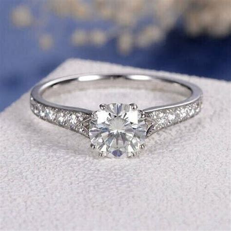 2ct Lab Created Round Cut Simulated Diamond Engagement Ring 14k White