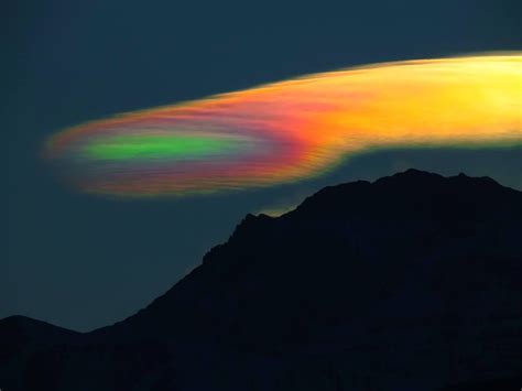 Eerie Iridescent Cloud Over Santiago De Chile At Sunset
