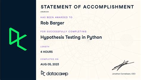 Rob Barger On Linkedin Dataanalysis Pythonskills Hypothesistesting Datacampgraduate