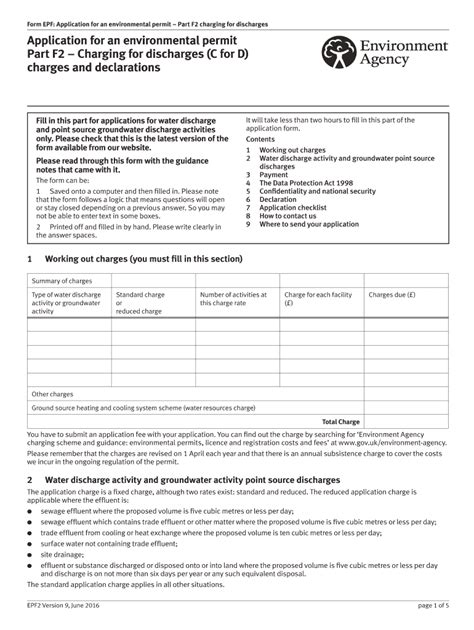 Fillable Online Form Epf Application For An Environmental Permit Part