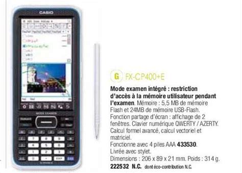Promo Fx Cp400e Casio Chez Calipage Icataloguefr