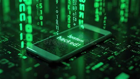Smartphone Screen Displays System Hacked Alert Surrounded By Green