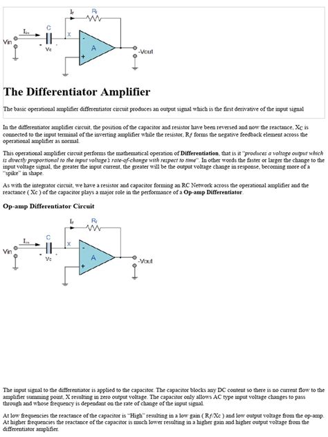 Differentiator Amplifier The Op Amp Differentiator Pdf