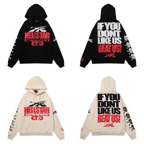 Hellstar Beat Us Hoodie Black And White