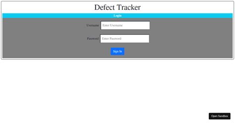 Defect Tracker Codesandbox