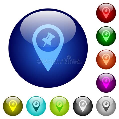 Pin GPS Map Location Color Glass Buttons Stock Vector Illustration Of Location Pushpin