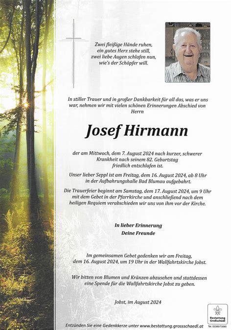 Josef Hirmann Bestattung Großschädl