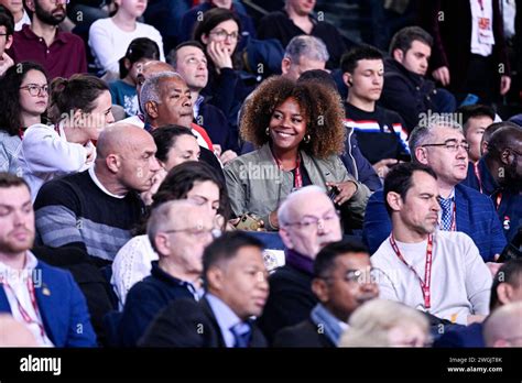 luthna plocus wife of teddy riner and his father moise during the paris