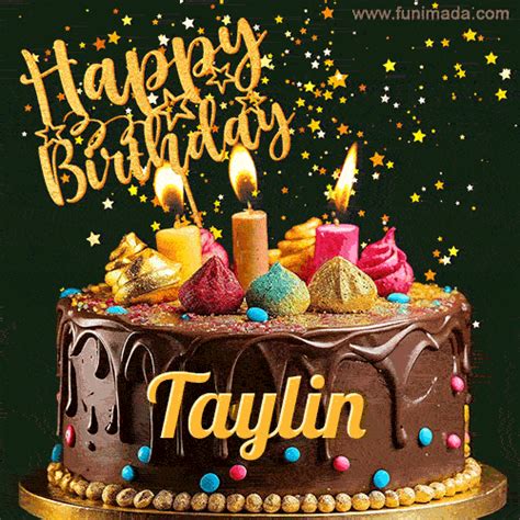 Birthday Animation For Taylin With Chocolate B Day Cake Download On