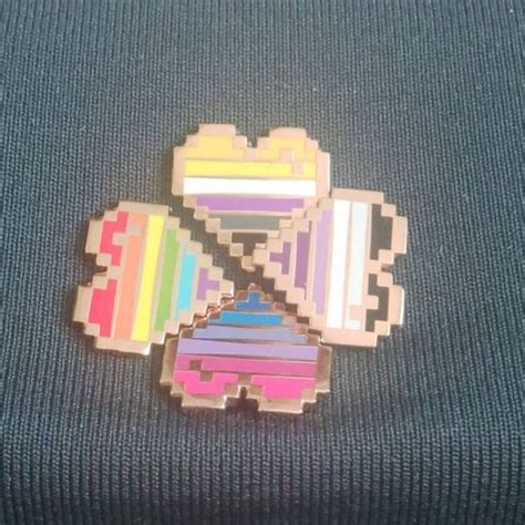 Asexual Pixel Pride Heart Pins — Subtle Flag Badge Love T Button