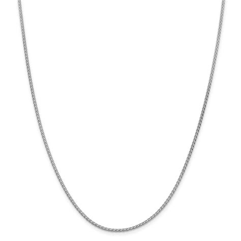 Real 14kt White Gold 20 Inch 19mm Flat Wheat With Lobster Clasp Chain