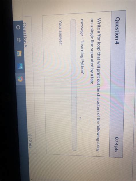 Solved Question 4 04 Pts Write A For Loop That Will Print