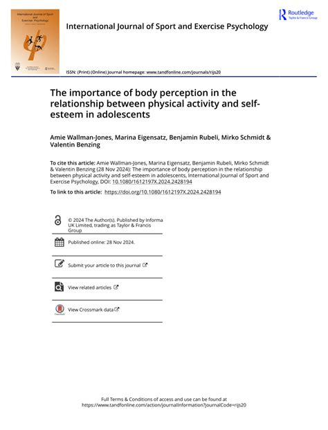 Pdf The Importance Of Body Perception In The Relationship Between Physical Activity And Self