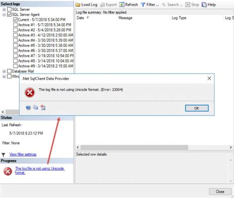 Sql Server Fix Msg 22004 The Log File Is Not Using Unicode Format