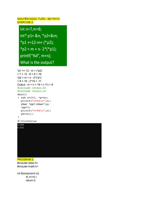 Workshop 4 1 Pro192 NguyỄn NgỌc TuẤn Se Exercise 2 P1 12 M P2 7 12 8 8