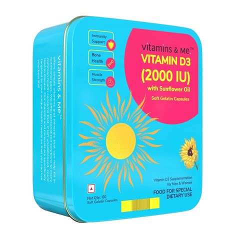 Vitamins And Me Vitamin D3 2000 Iu With Sunflower Oil For Men And Women