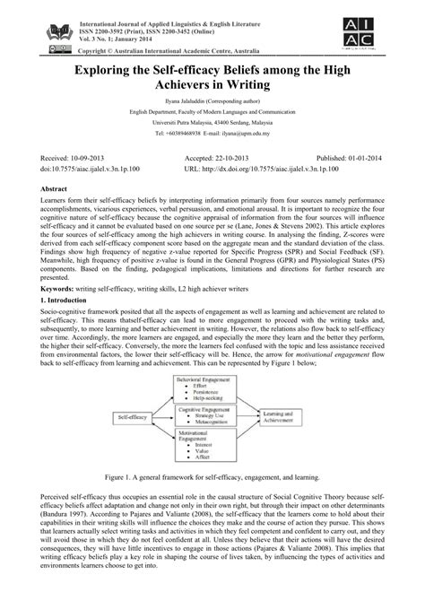 Pdf Exploring The Self Efficacy Beliefs Among The High Achievers In
