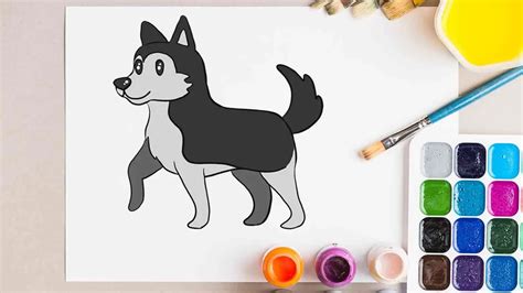 آموزش نقاشی سگ هاسکی برای کودکان به روشی ساده