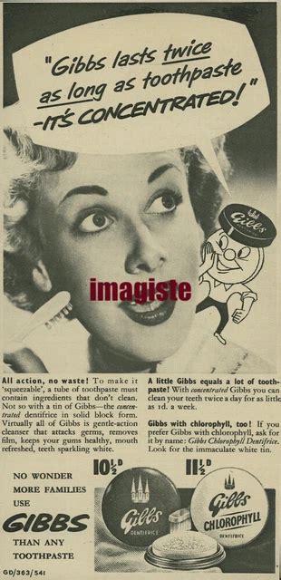 Original Vintage British Ad 1954 Gibbs Toothpaste 1500 Picclick Au