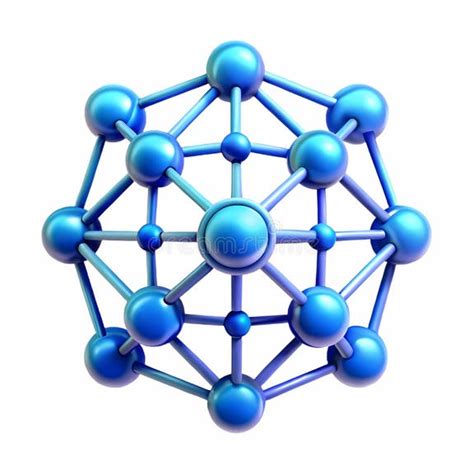 Blue Atomic Crystal Lattice Structure 3d Model Stock Illustration