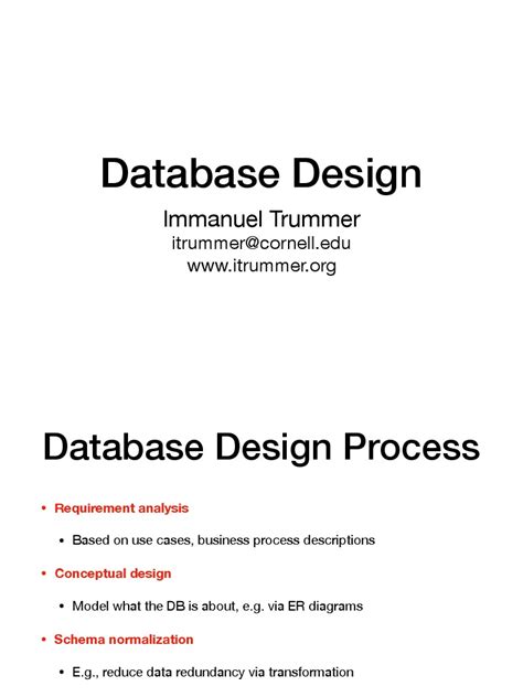 Database Design Immanuel Trummer Pdf Database Design Conceptual
